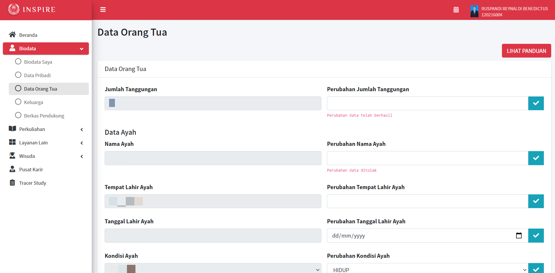 Data Orang Tua – PANDUAN PENGGUNA